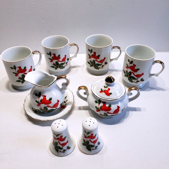 Lefton China | Kitchen | Lefton China Cardinal Holly Christmas Tea Set ...